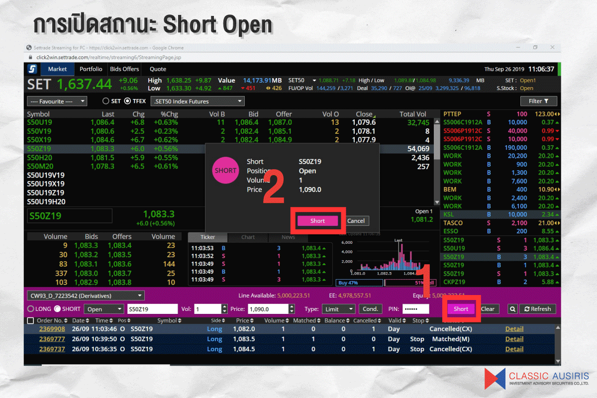 Streaming Click2Win วิธีการส่งคำสั่งซื้อขายในตลาด TFEX ( Long , Short ...